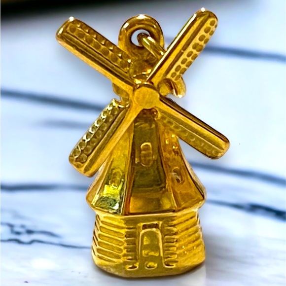 Vintage | Jewelry | Vintage 4k Yellow Gold Articulated Movable Windmill ...